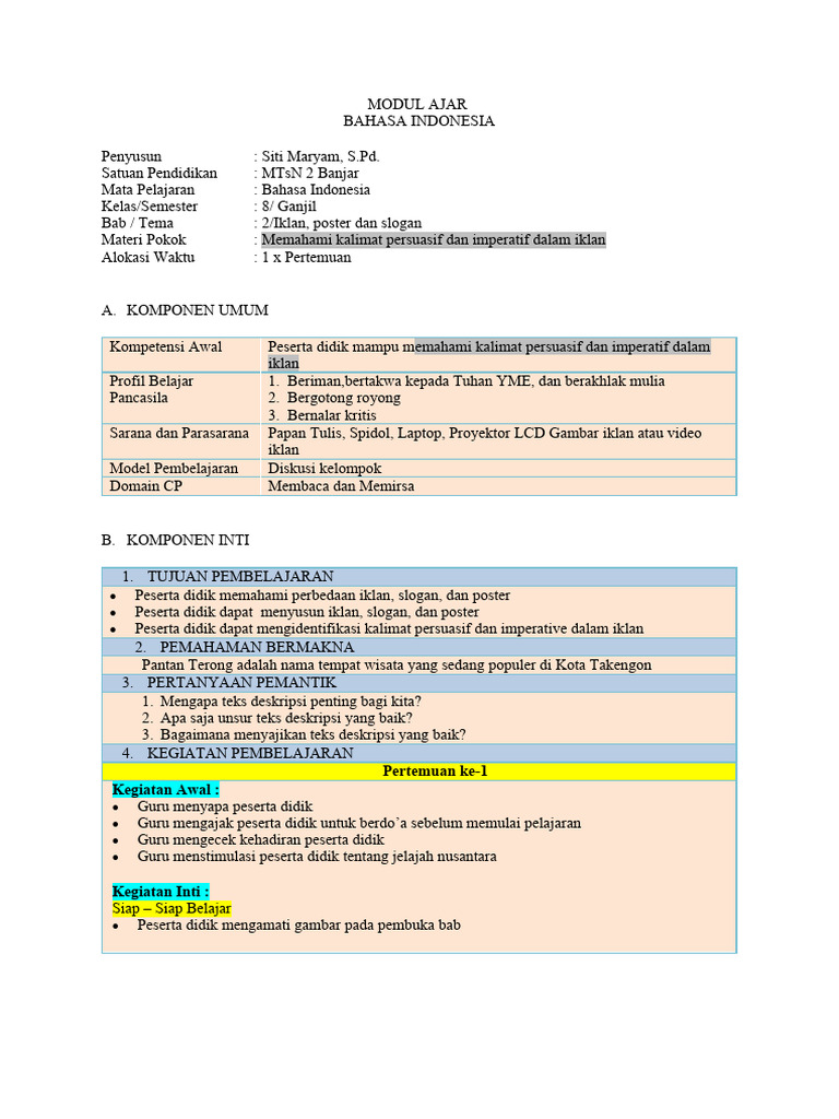 Modul Ajar | PDF | Kajian Bahasa Asing