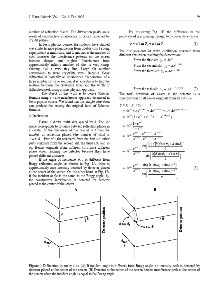 Scherrer Formula Derivation | PDF | Diffraction | X Ray Crystallography