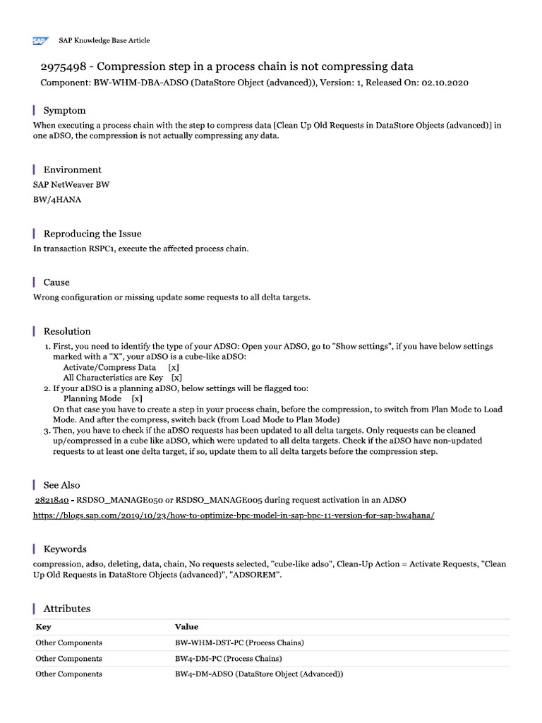 Compression Step in A Process Chain Is Not Compressing Data INADSO | PDF
