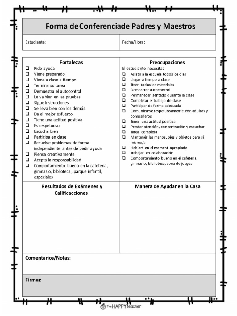 Formatos para Conferencias de Padres y Maestros | PDF