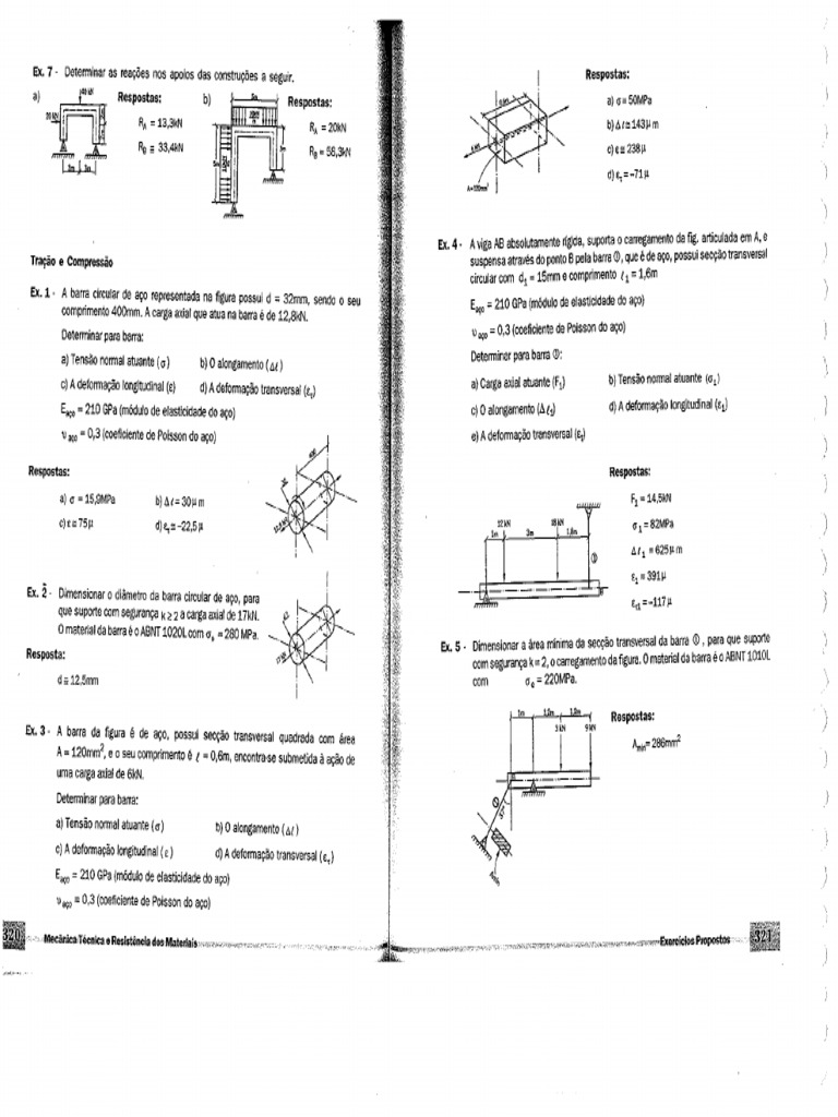 Lista de Exercícios - Tracao e Compressao | PDF