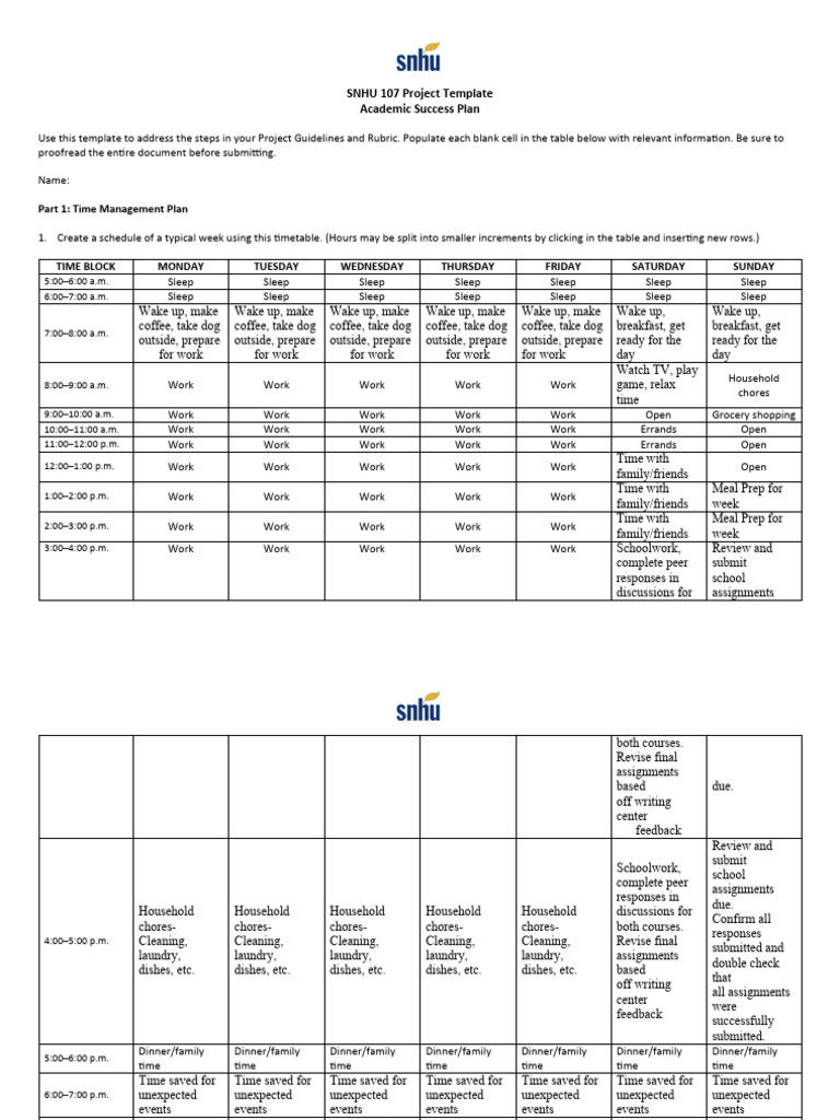 SNHU 107 Project Template | PDF | Goal