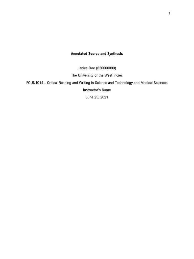 APA Document FORMAT - Annotated Source Synthesis | PDF | Human Communication | Communication