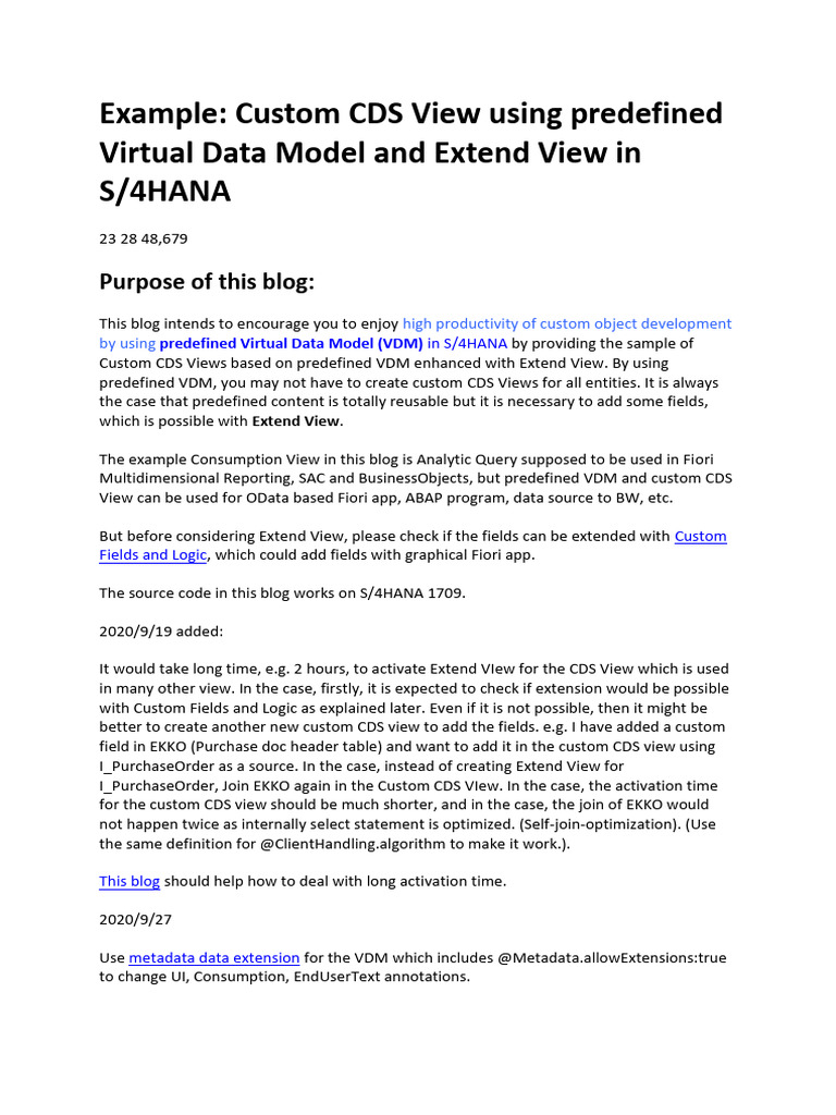 Custom CDS Views with VDM in S/4HANA | PDF | Computing | Information ...