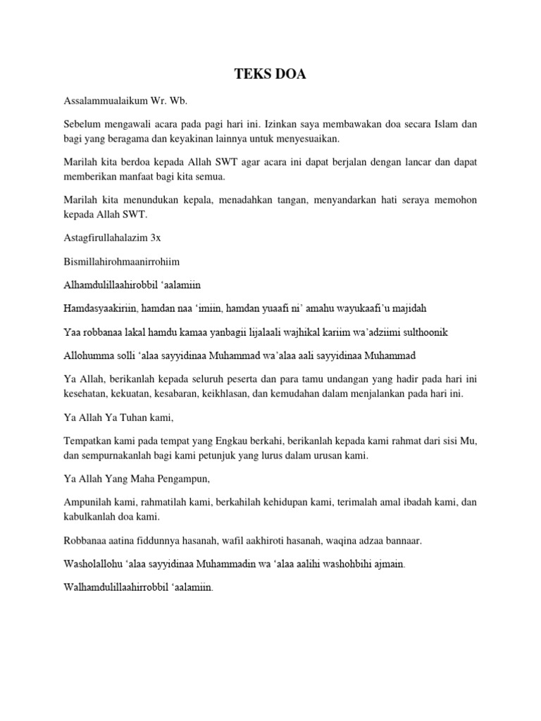 Teks Doa | PDF | Agama & Spiritualitas | Gaya Hidup