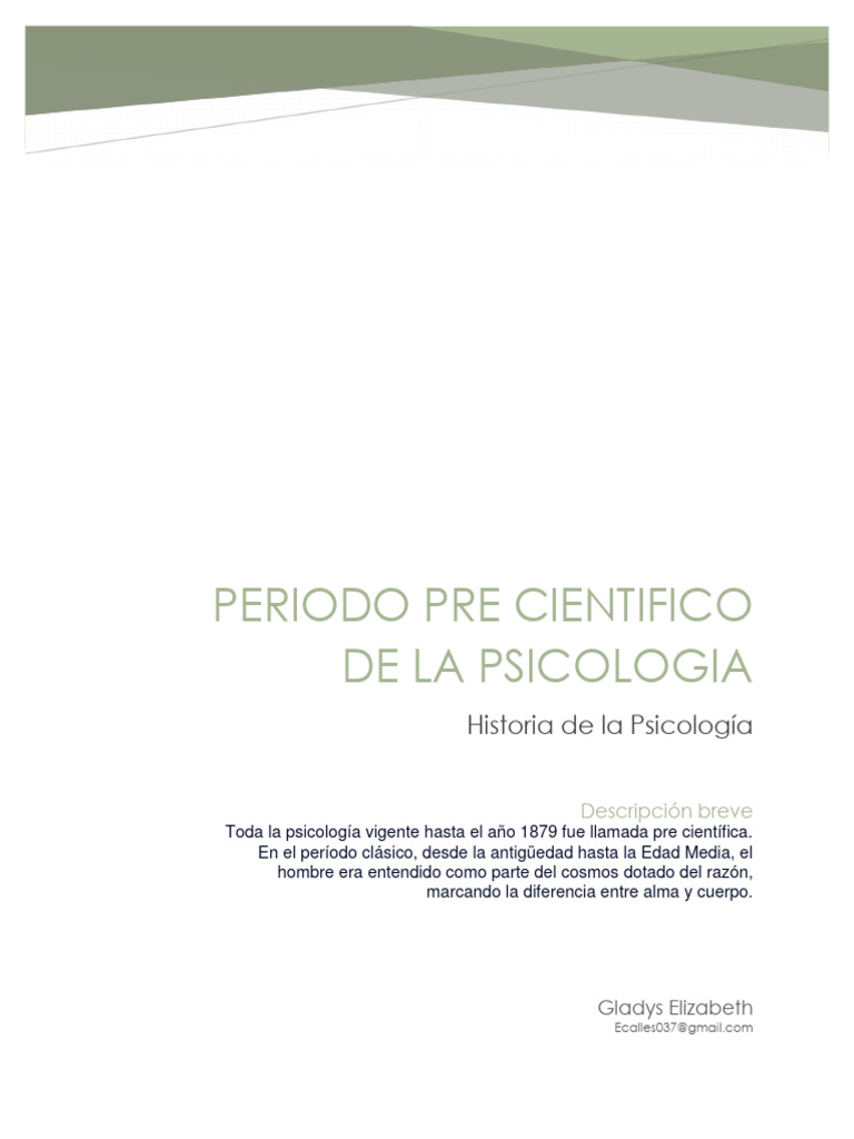 Etapa Pre Científica de La Psicología | Descargar gratis PDF | Alma ...