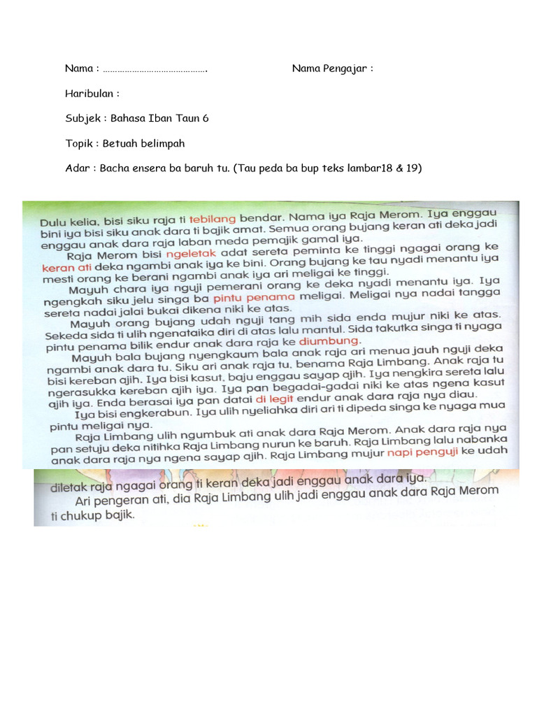 Latihan Bahasa Iban t61904 | PDF | Kajian Bahasa Asing | Fiksi Umum