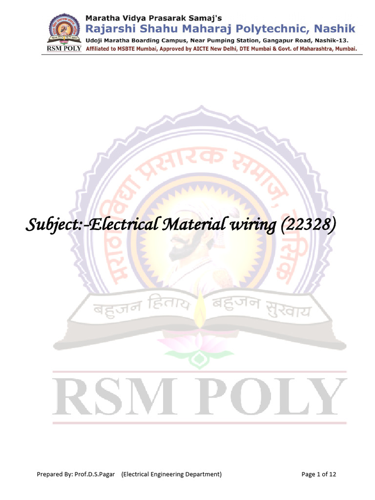 Subject:-Electrical Material Wiring (22328) | PDF