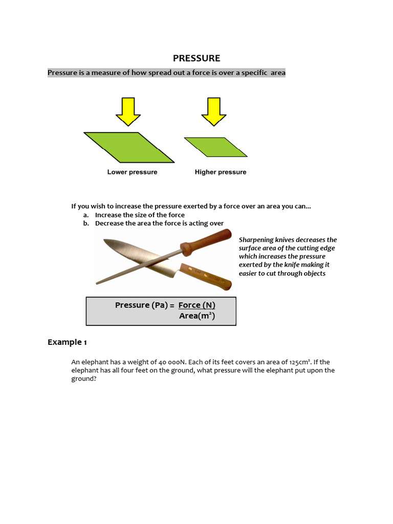Pressure Notes Edited Pdf Pressure Gases
