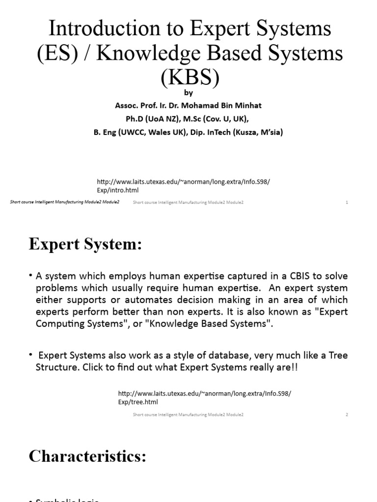 1 - Introduction To ES - KBS Module 2 | PDF | Art | Technology ...
