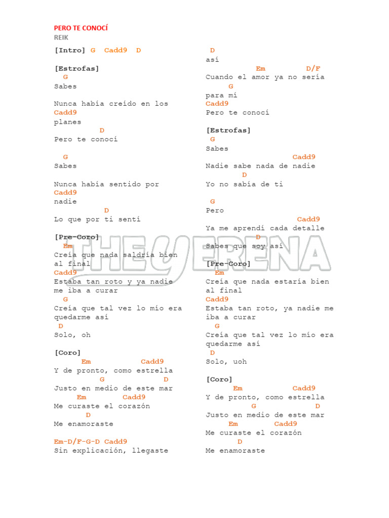 Pero Te Conocí - Reik | PDF