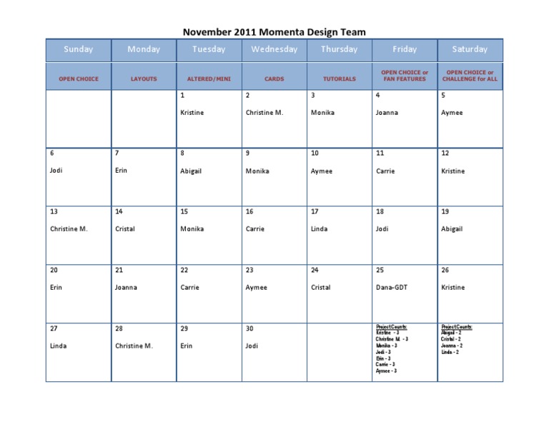 November 2011 Momenta Design Team Calendar | PDF