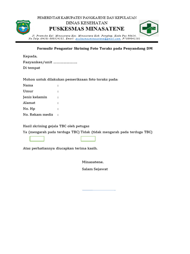 Formulir Skrining TBC untuk Penyandang DM | PDF