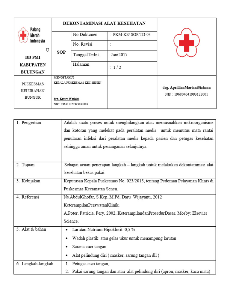 SOP DeKONTAMINASI DAN STERILISASI ALAT | PDF | Sains & Matematika
