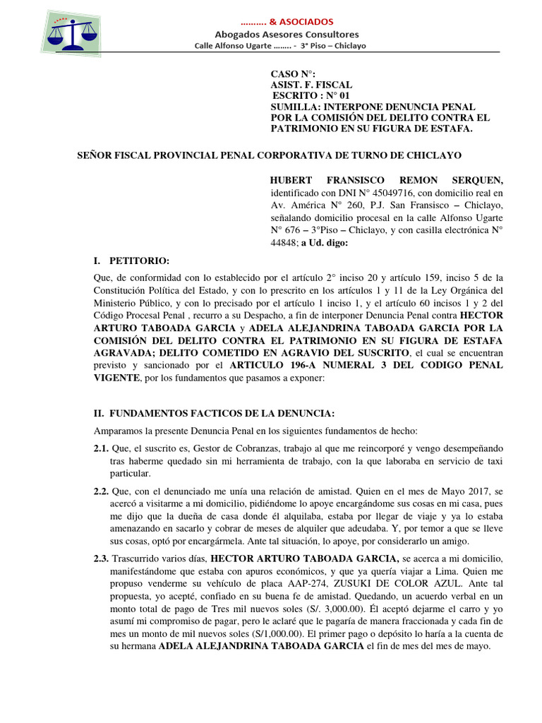 Modelo Denuncia Penal | PDF