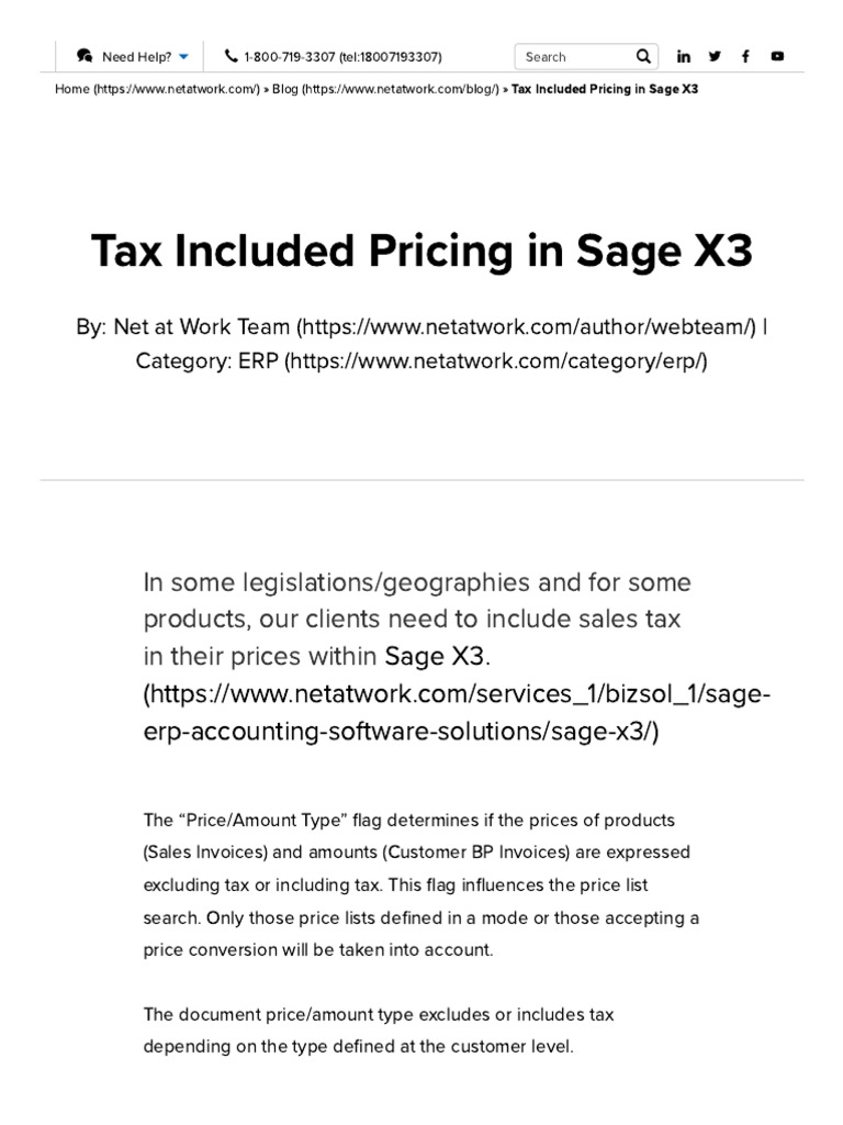 Sage X3 Tips and Tricks - How To Include Tax in Pricing - Sage X3 | PDF Sage X3 Tips and Tricks - How To Include Tax in Pricing - Sage X3 | PDF