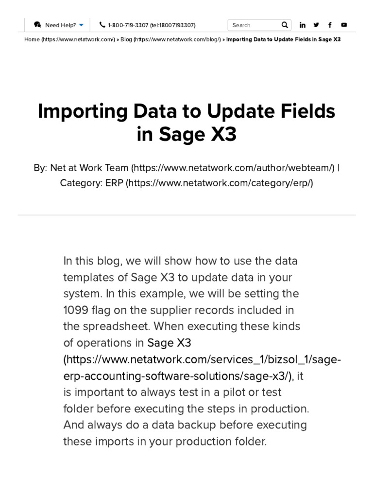Sage X3 Tips - Importing Data To Update Fields in Sage X3 | PDF