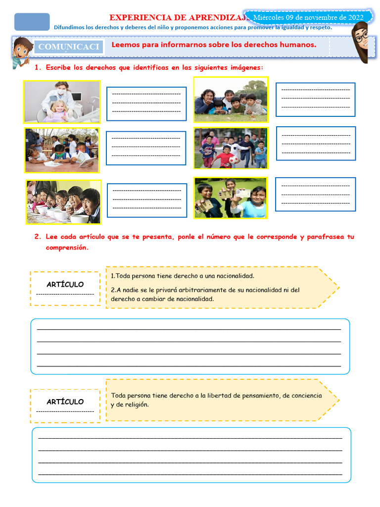 D3 A1 FICHA Leemos para Informarnos Sobre Los Derechos Humanos. | PDF ...