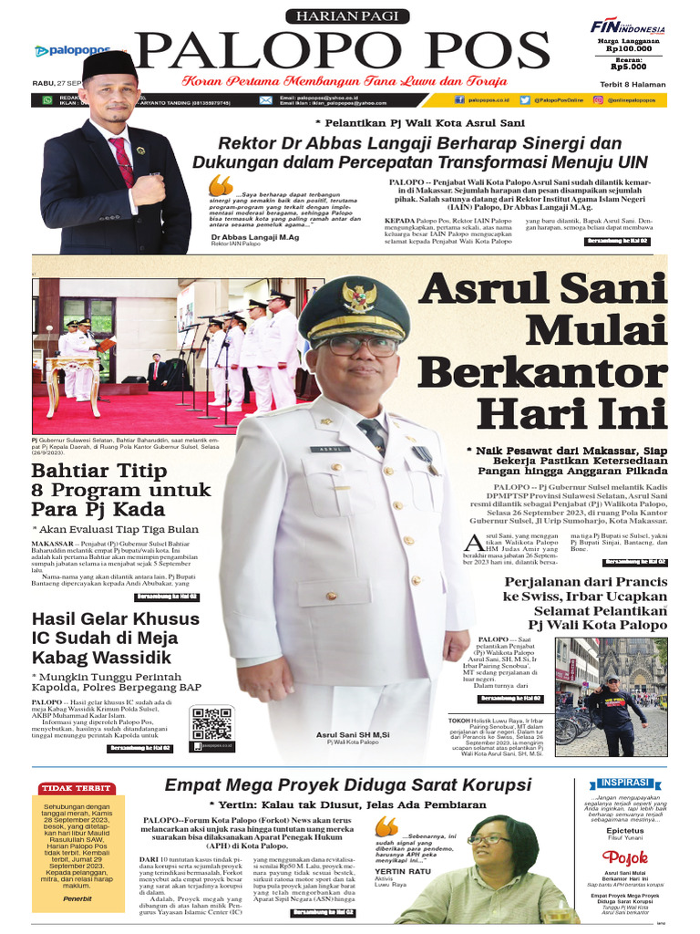 Pelantikan Asrul Sani sebagai Pj Wali Kota Palopo | PDF