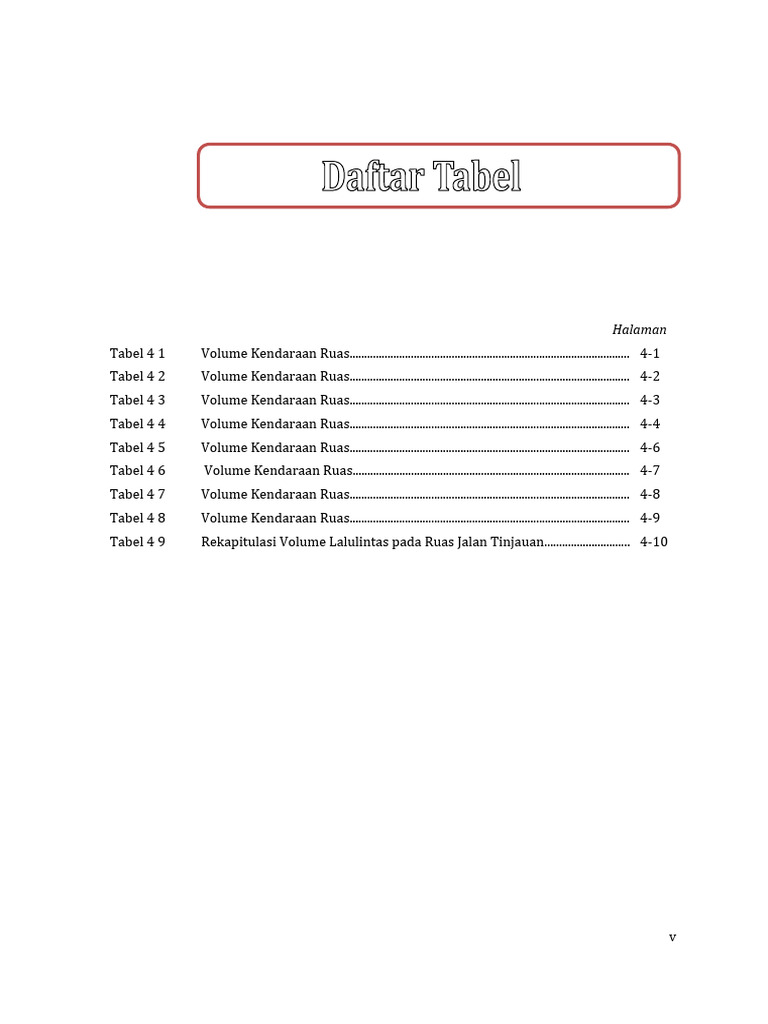 4 Daftar Tabel | PDF | Bisnis
