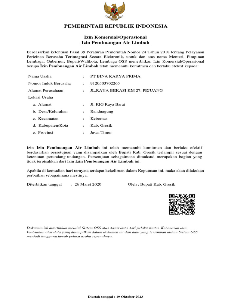 Izin LB3 BKP GSK | PDF