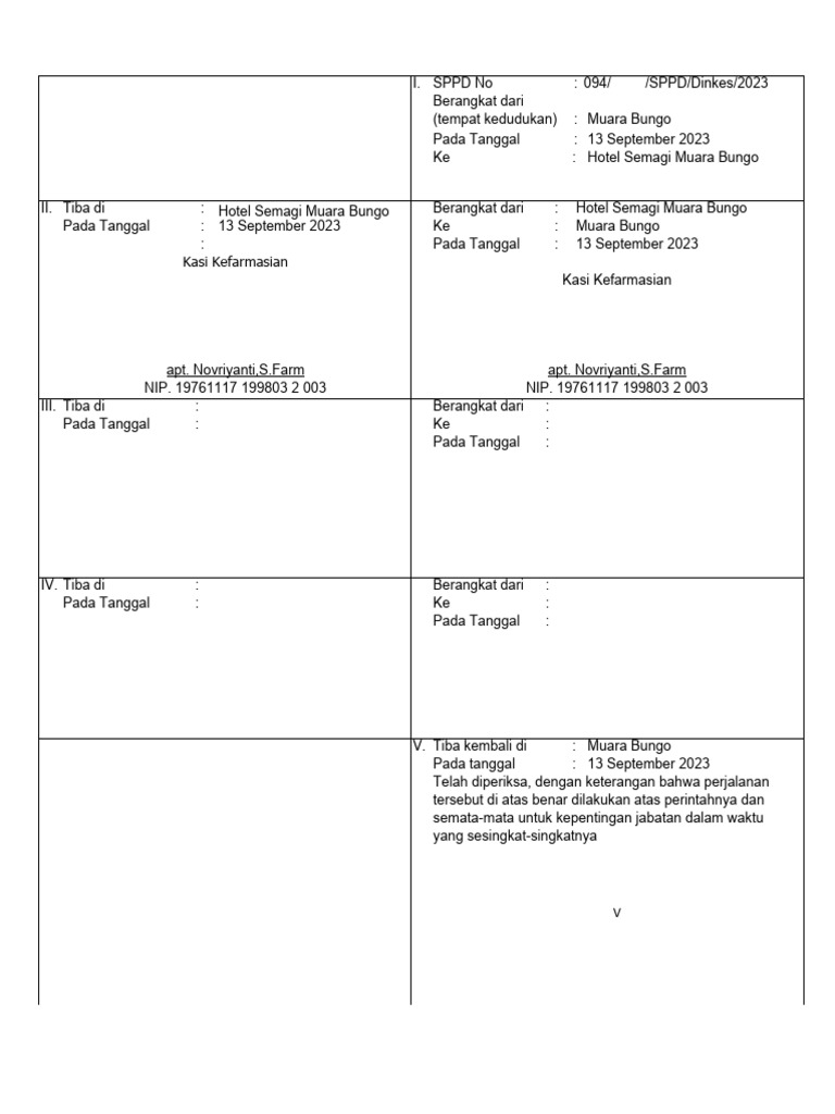 SPPD Belakang Peserta | PDF