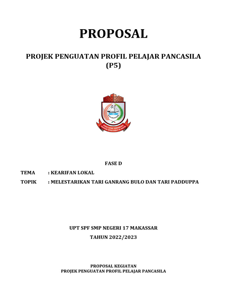 Proposal P5 Kearifan Lokal SMP 17 Makassar | PDF | Career & Growth