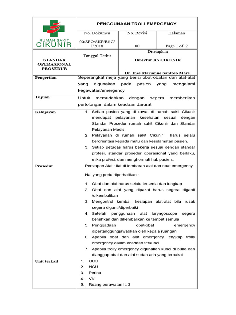 Sop Penggunaan Trolly Emergency | PDF