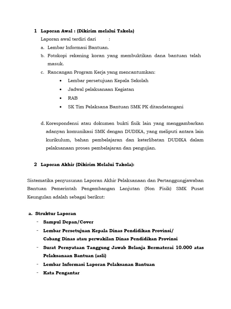 Sistematika Pelaporan | PDF