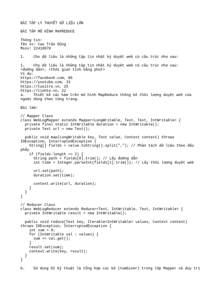 Bài Tập Mô Hình MapReduce | PDF