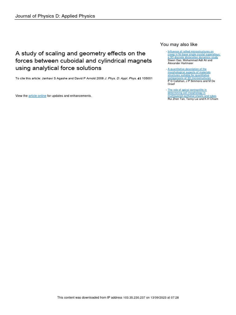 A Study of Scaling and Geometry Effects On The | PDF
