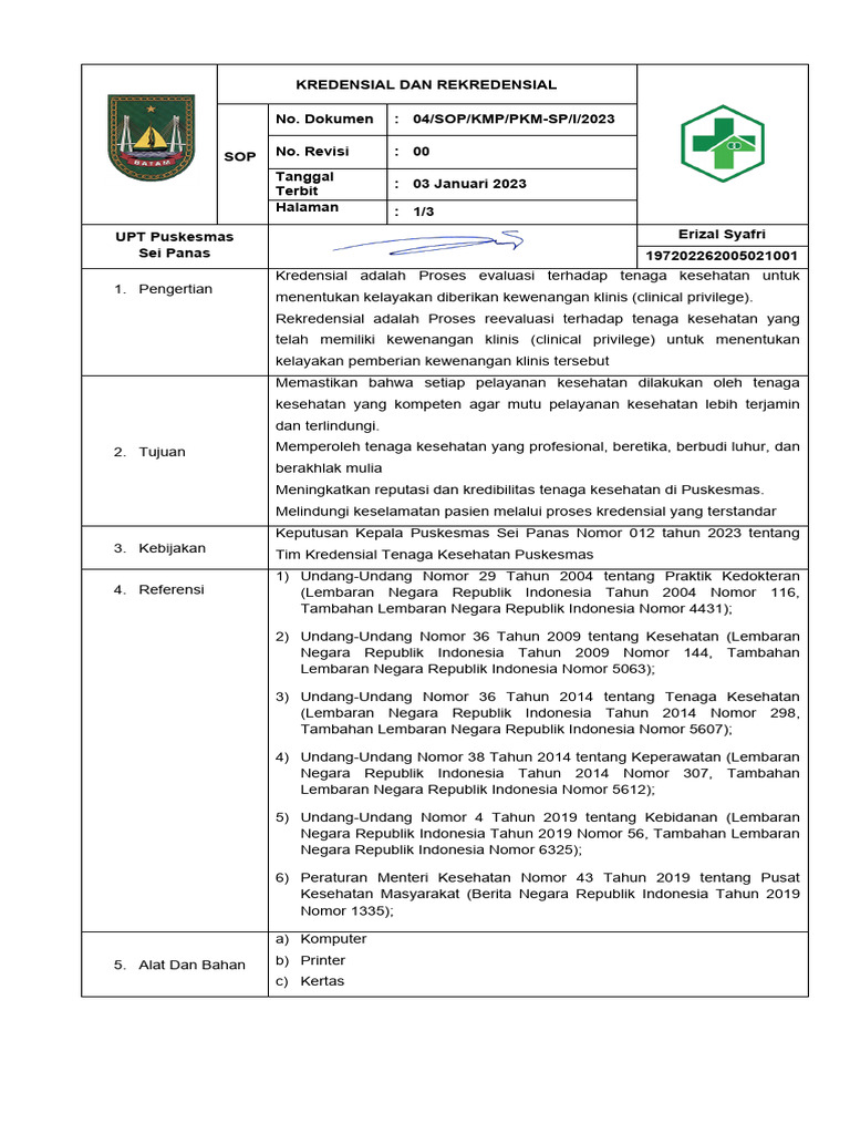 Sop Kredensial | PDF