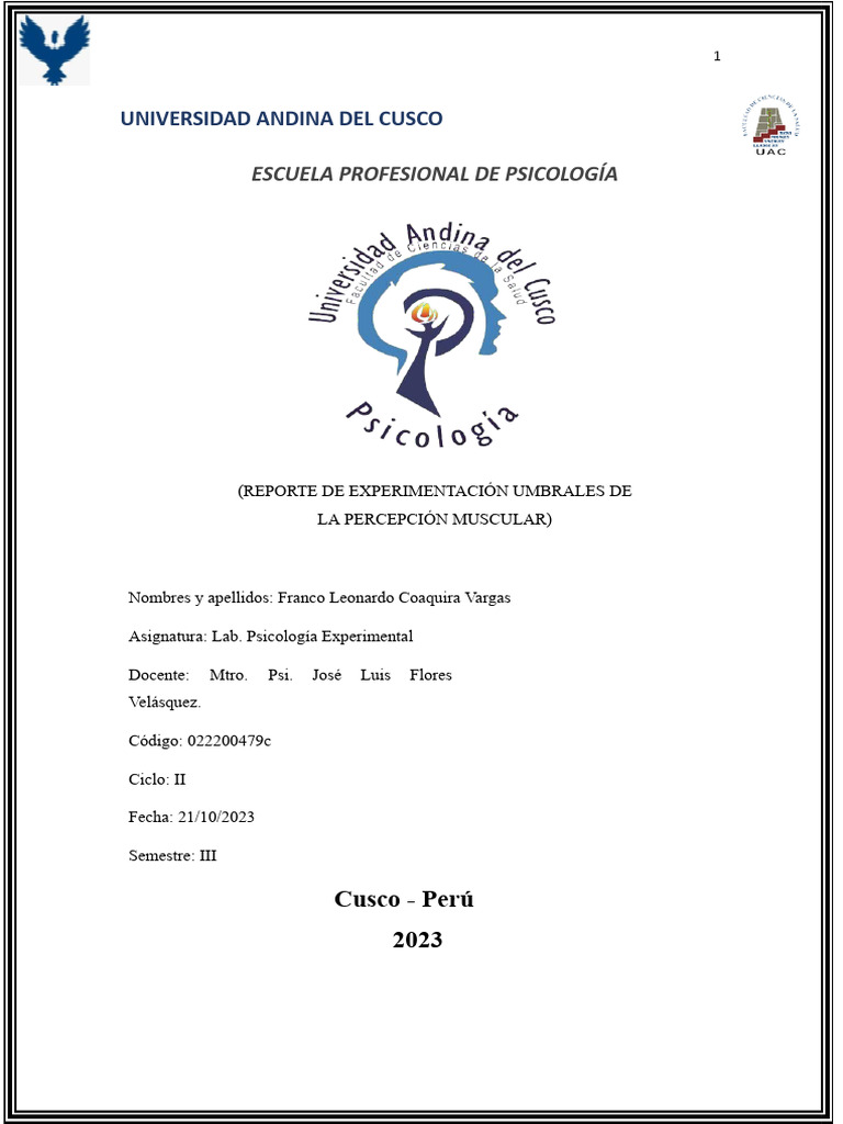 Informe Umbrales de La Percepción Muscular | PDF