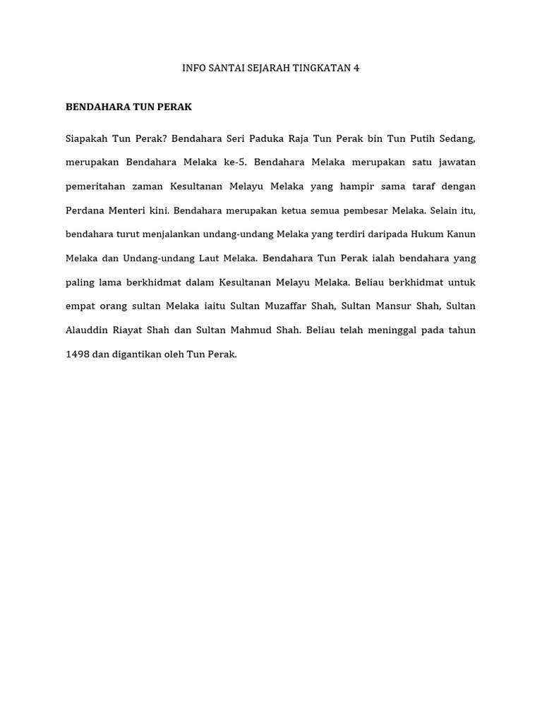 Info Santai Sejarah Tingkatan 4 | PDF