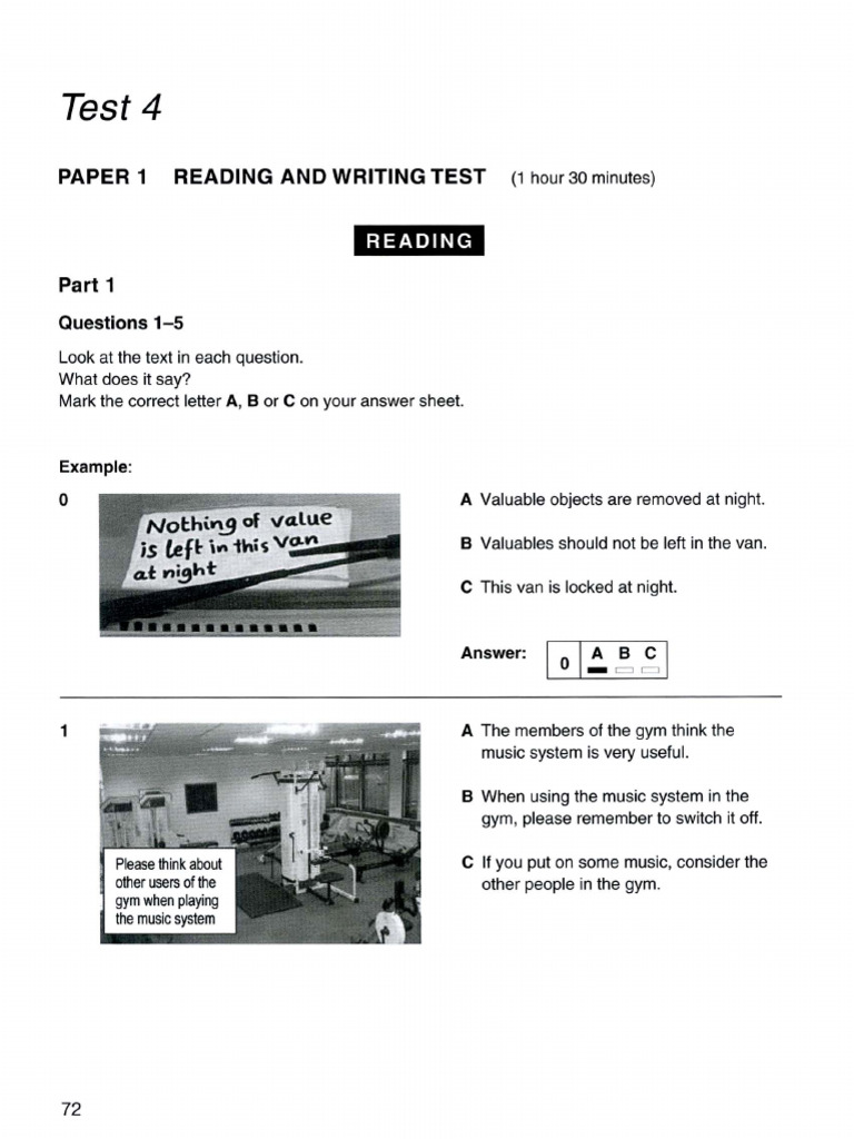 Cambridge Preliminary English Test Reading and Writing 4 | PDF