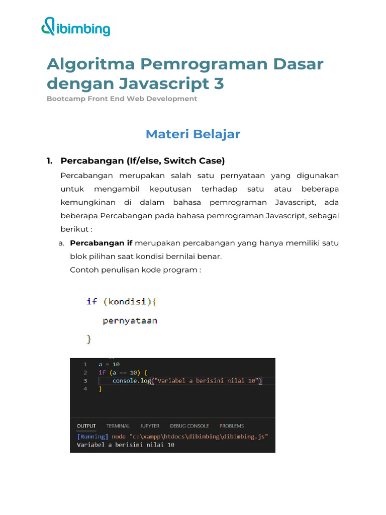 Algoritma Pemrograman Dasar Dengan Javascript 3 | PDF Algoritma Pemrograman Dasar Dengan Javascript 3 | PDF