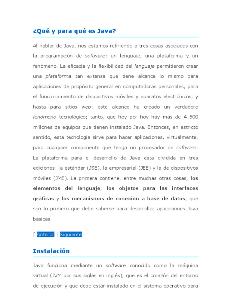 ¿Qué y para Qué Es Java | PDF | Java (lenguaje de programación ...