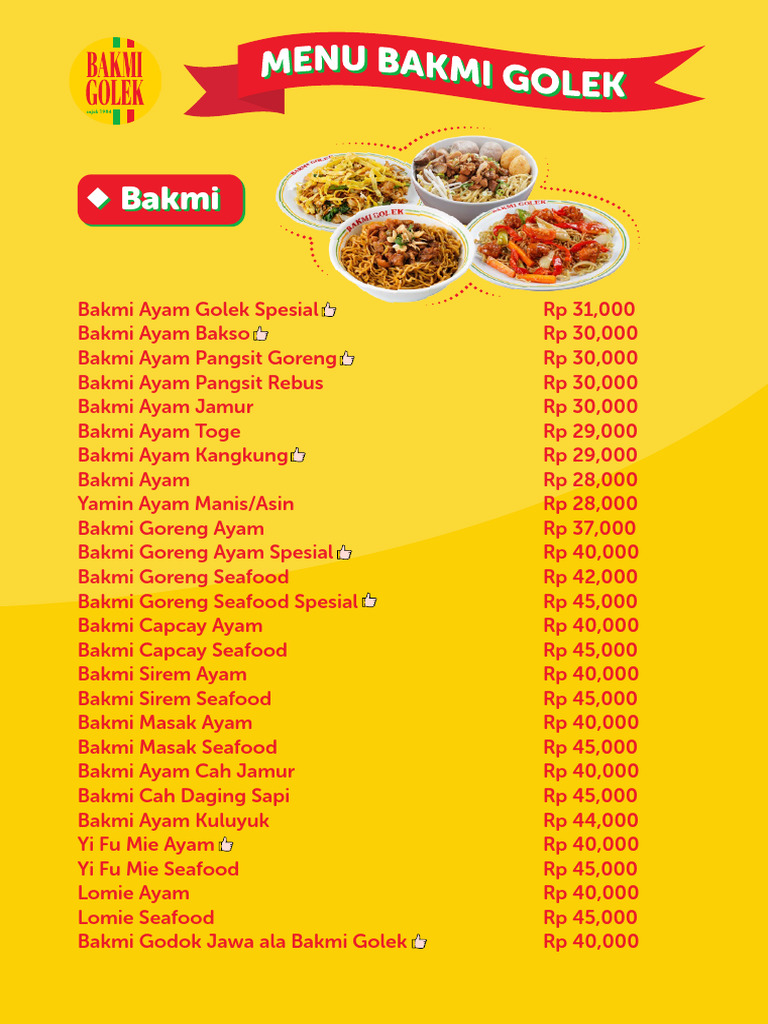 Bakmi Golek Menu | PDF