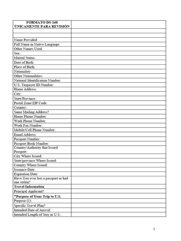 Formato DS-160 Revision | PDF | Travel Visa | Zip Code