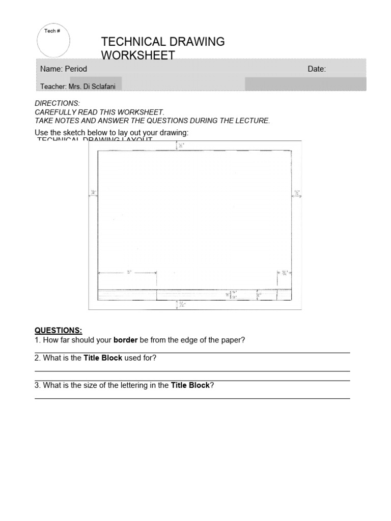 Technical Drawing Worksheet 1 | PDF