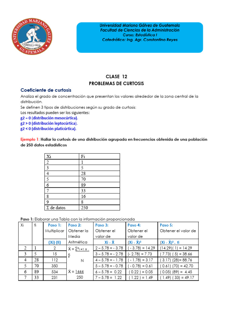 PROBLEMAS Curtosis | PDF
