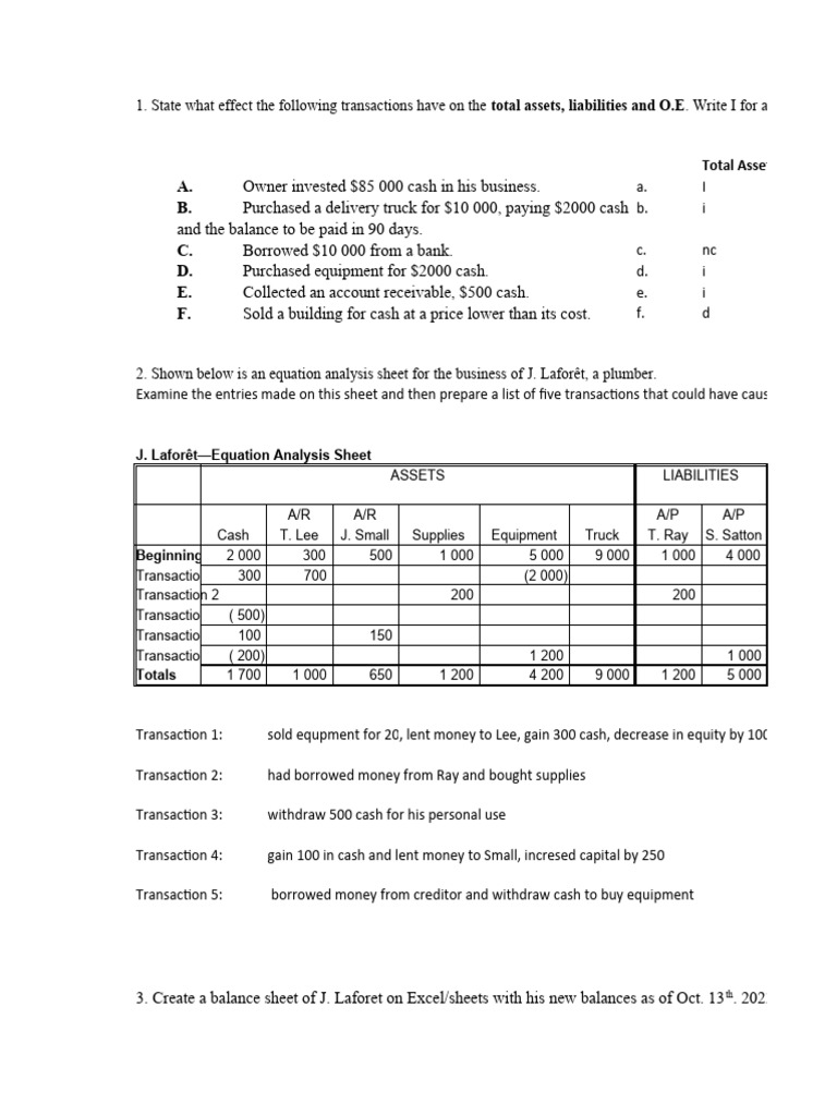 Chapter 3 Practice EXCEl | PDF | Equity (Finance) | Financial Transaction