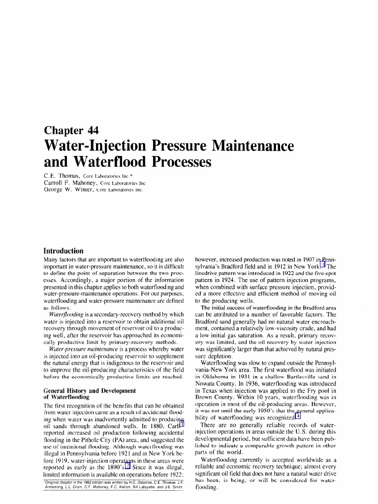 Water-Injection Pressure Maintenance and Water Flood Processes | PDF ...