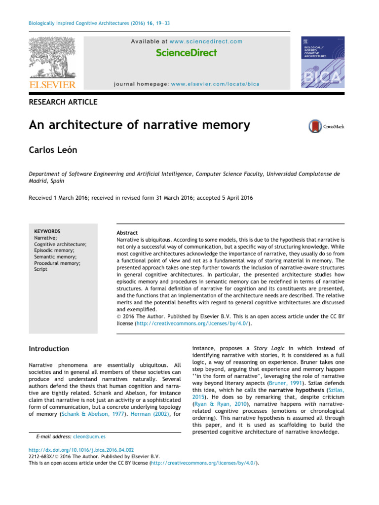 Architecture of Narrative Memory | PDF