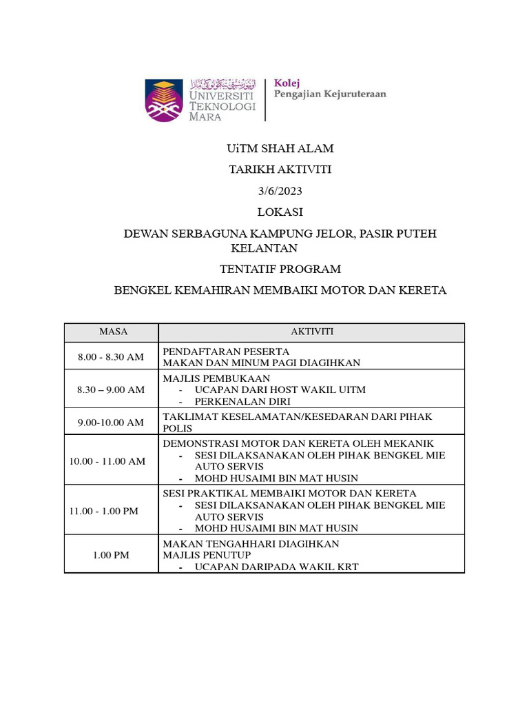 Tentatif Program CSR | PDF