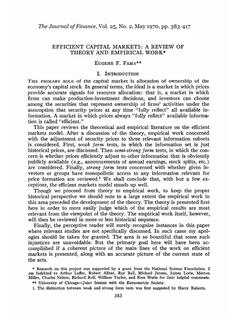 Emh Fama 1970 | PDF