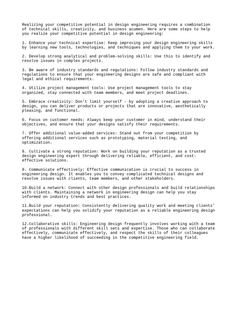 Realizing Your Competitive Potential in Engineering Design | PDF