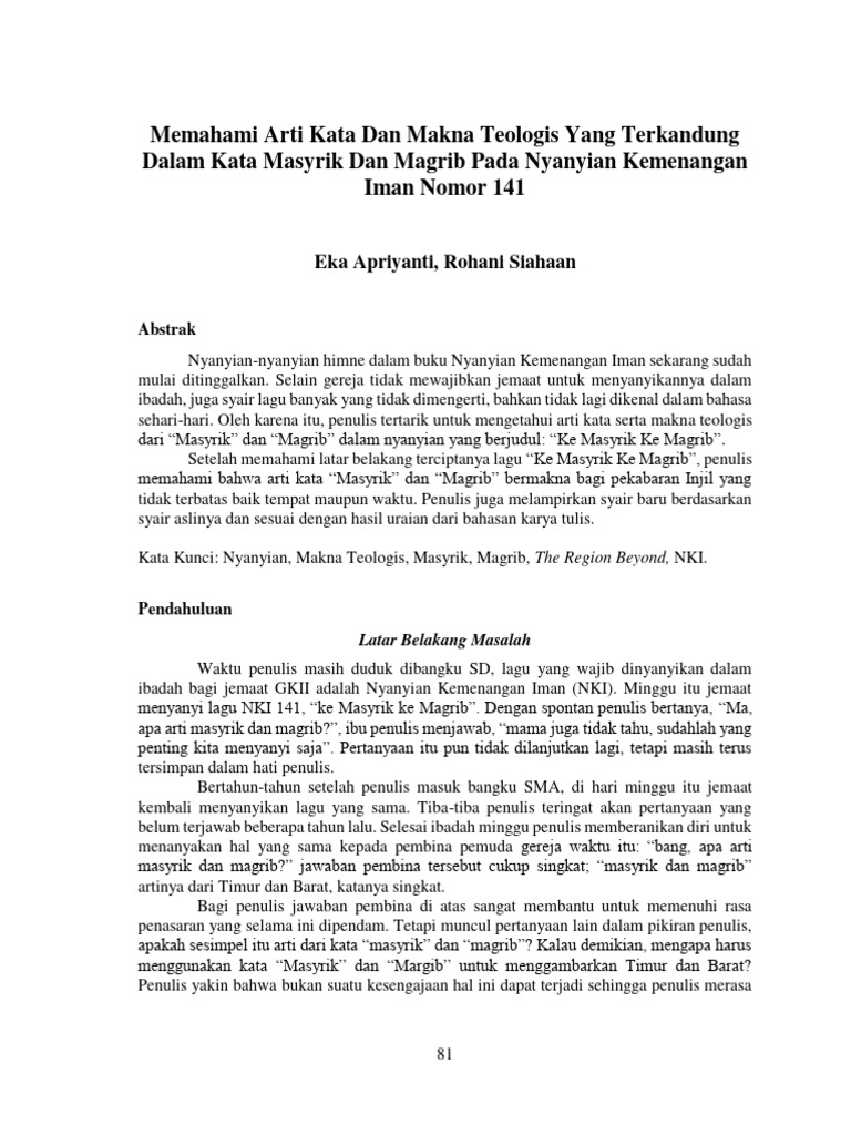 Memahami Arti Kata Dan Makna Teologis Yang Terkandung Dalam Kata ...