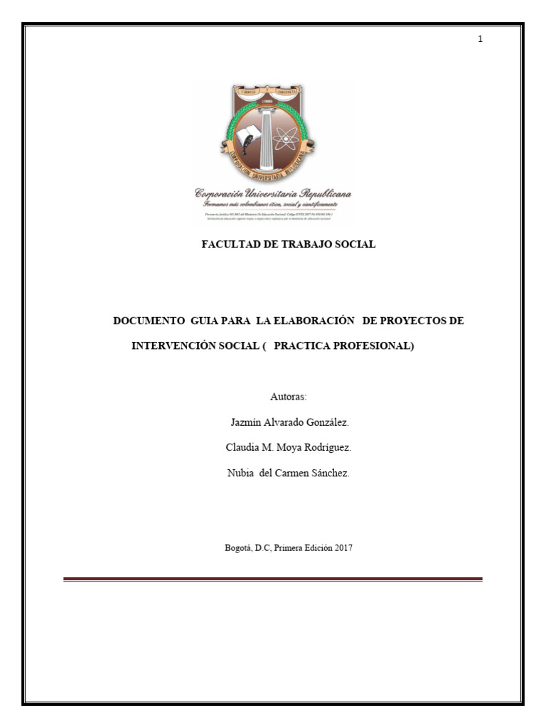Documento Guia Elaboracion Proyecto Practica Profesional | PDF