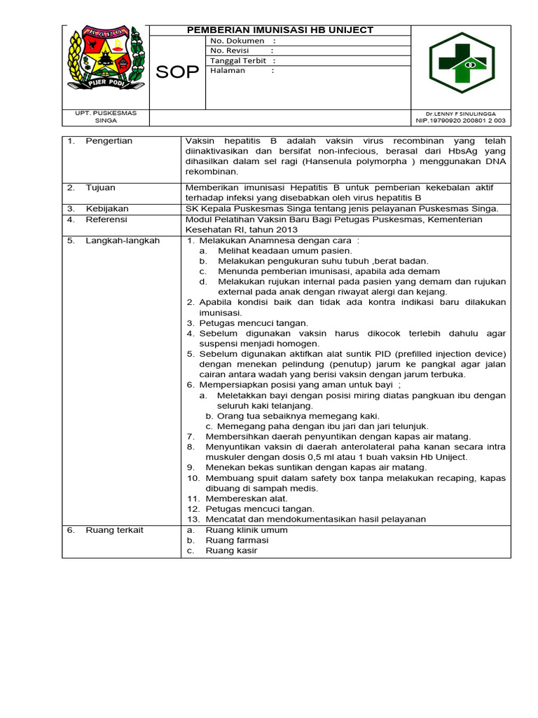 SOP HB Uniject | PDF